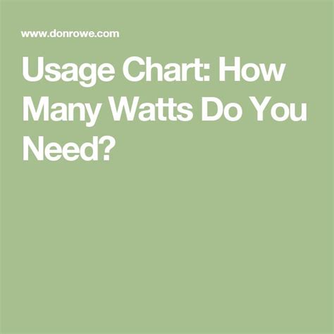 Usage Chart How Many Watts Do You Need Chart Do You Need Save Energy