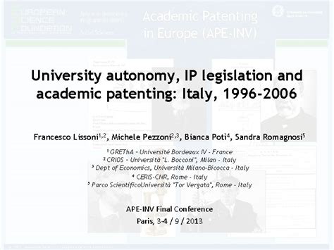 University Autonomy Ip Legislation And Academic Patenting Italy