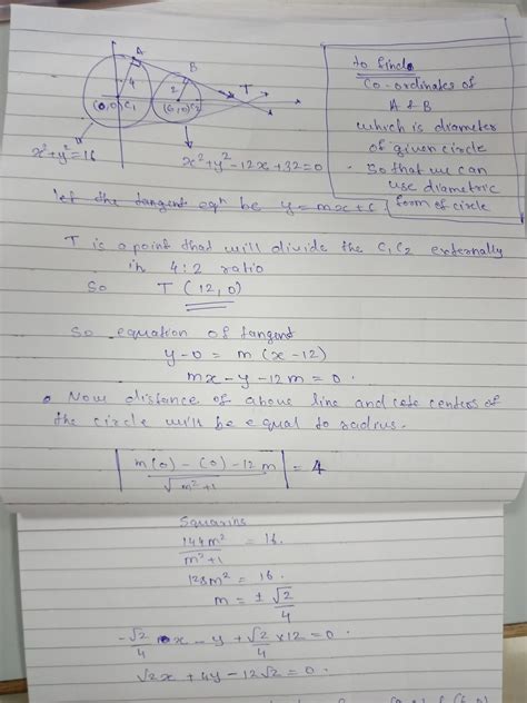Q Find The Equation Of The Circle Passing Through The Points Of Contact