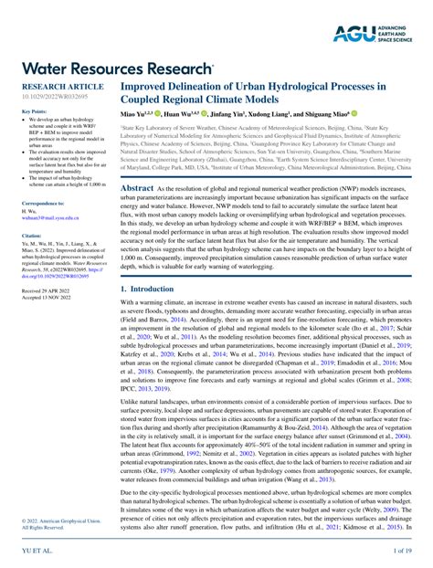 Improved Delineation Of Urban Hydrological Processes In Coupled