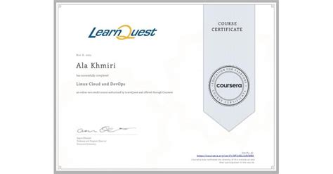 Ala Khmiri On Linkedin Completion Certificate For Linux Cloud And Devops