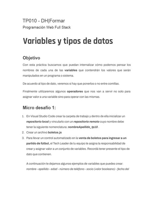 tp 10 variables y tipos de datos pdf variable informática