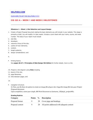 Cis 363 Milestone 1 And 2 DOCX