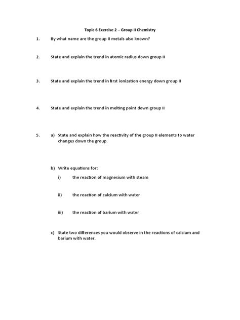 Topic 6 Exercise 2 Group 2 Chemistry Pdf