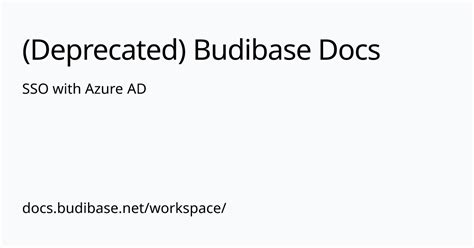 Sso With Azure Ad Deprecated Budibase Docs