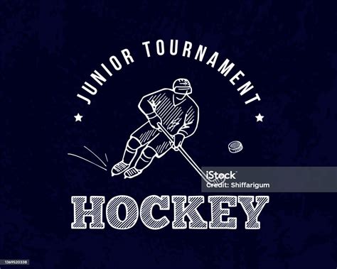 하키 토너먼트 엠블럼 포스터 초대장 티셔츠를 위한 스포츠 테마에 대한 벡터 드로잉 Championship에 대한 스톡 벡터 아트 및 기타 이미지 Championship