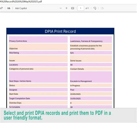 Dpia Ms Excel Management Tool Privacy Impact Assessment Template