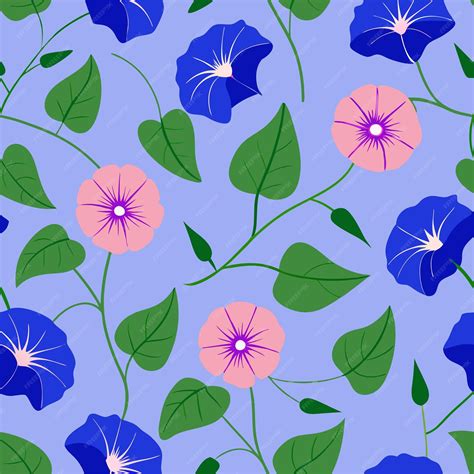 Morning Glory Flower Seamless Pattern Vector Art And Illustration