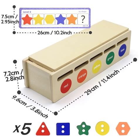 DRAMATION Montessori Toys Wooden Color Shape Sorting Matching Box