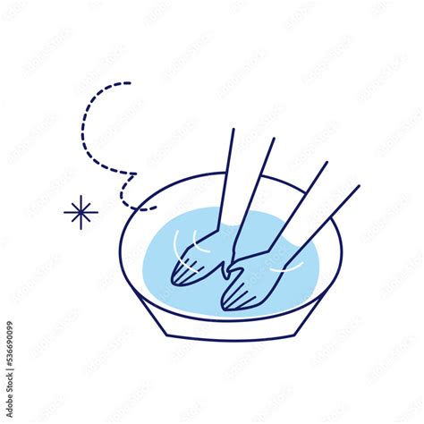 お湯を張った洗面器の中で両手を温めている手のアップ vector de Stock Adobe Stock