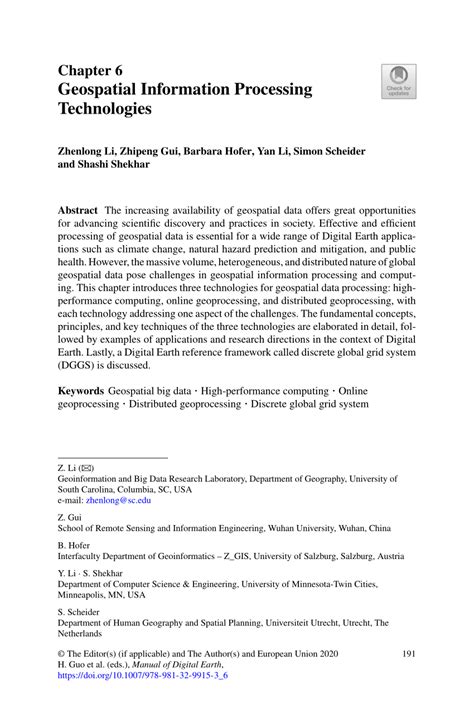 PDF Geospatial Information Processing Technologies