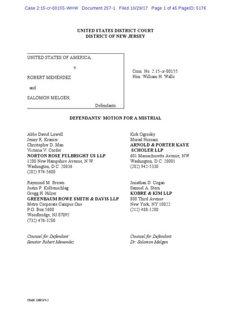 Menendez Trial Defense Motion For A Mistrial Pdf Cross Examination
