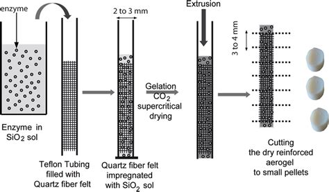 Fabrication Procedure Of Fiber Reinforced Sio2 Aerogel Biocatalyst Pellets Download Scientific