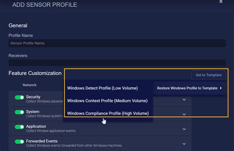 Configuring Standard Sensor Profiles