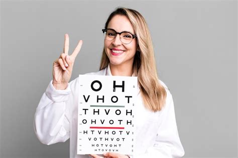 Premium Photo Pretty Blonde Woman With A Optical Vision Test