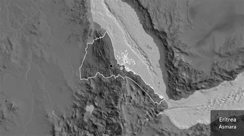 Eritrea Border Shape Overlay Outlined Bilevel Labels Stock