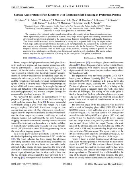 Pdf Surface Acceleration Of Fast Electrons With Relativistic Self Focusing In Preformed Plasma