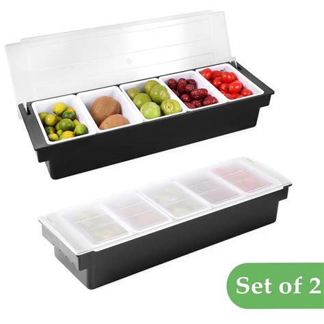 Beamnova Chilled Condiment Server With Lid 5 Compartments Ice Cooler