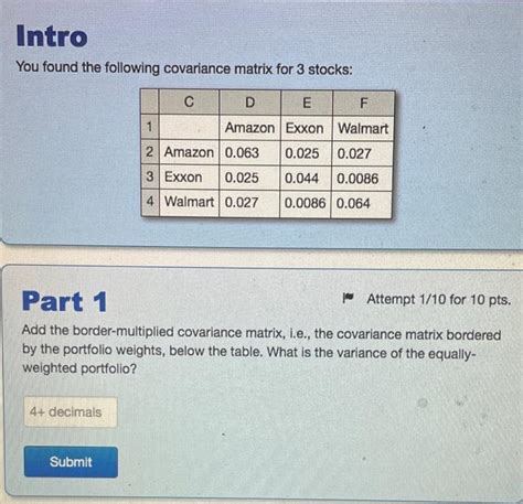 You Found The Following Covariance Matrix For 3 Chegg