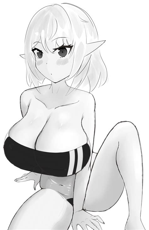 Rule 34 1girls Blush Elara Vtuber Elf Elf Ears Elf Female Greyscale Indie Virtual Youtuber