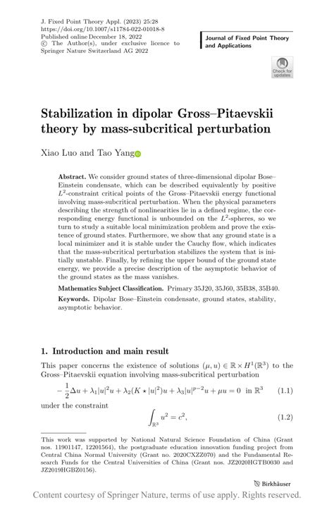 Stabilization In Dipolar GrossPitaevskii Theory By Mass Subcritical