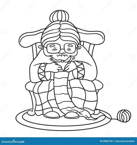 Grandmother Knits Stock Vector Illustration Of Graphic 69882700