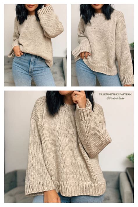 Easy Slouchy Sweater Free Knitting Pattern Video Knitting Pattern
