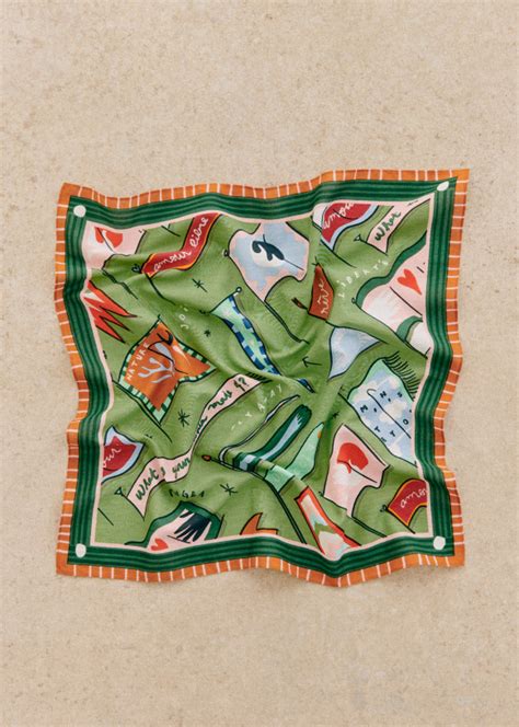 Gaston Scarf Sézane X Pangea Green Flag Print Organic Cotton Organic Textile Octobre