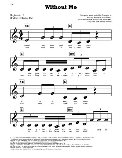 Without Me By Halsey Sheet Music For E Z Play Today At Sheet Music Direct