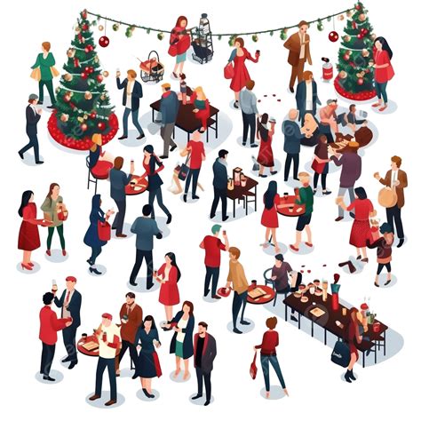 많은 사람들이 모여 크리스마스 파티를 하고 있어요 캐릭터 일러스트 행복하다 만화 사람들 Png 일러스트 및 이미지 에 대한 무료 다운로드 Pngtree