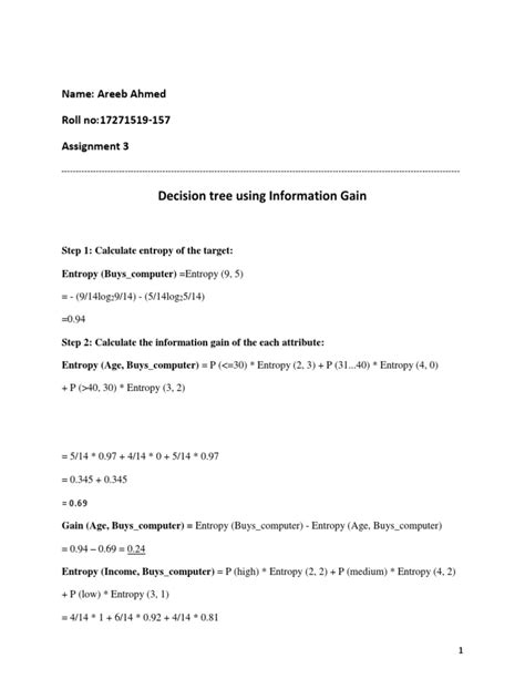 Assignment Decision Tree Pdf Gini Coefficient Theoretical Computer Science