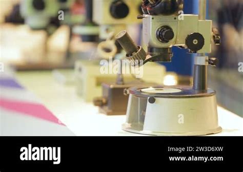 Microscopes Used To Check The Product For Defects And Errors Stock