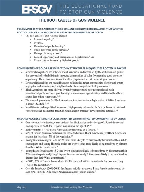 Efsgv The Root Causes Of Gun Violence March 2020 Pdf Violence Gun