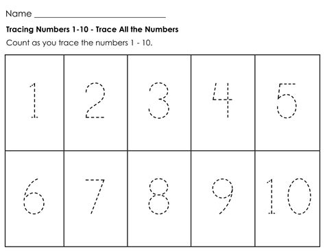 Numbers 1 10 Tracing Worksheets
