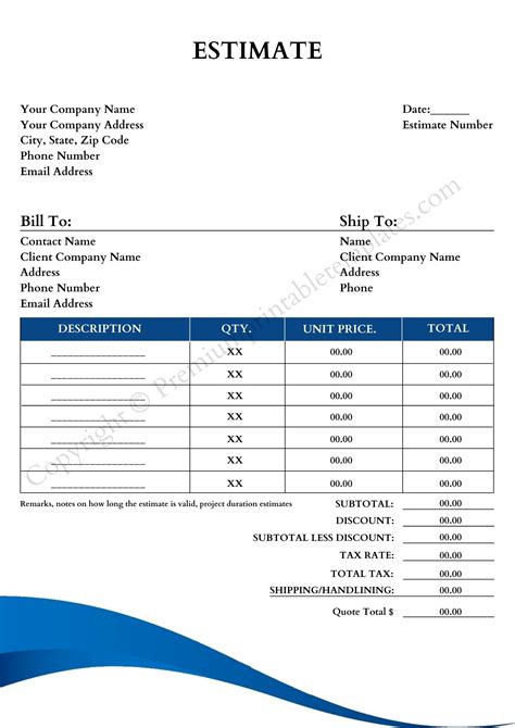 Word Estimate Template
