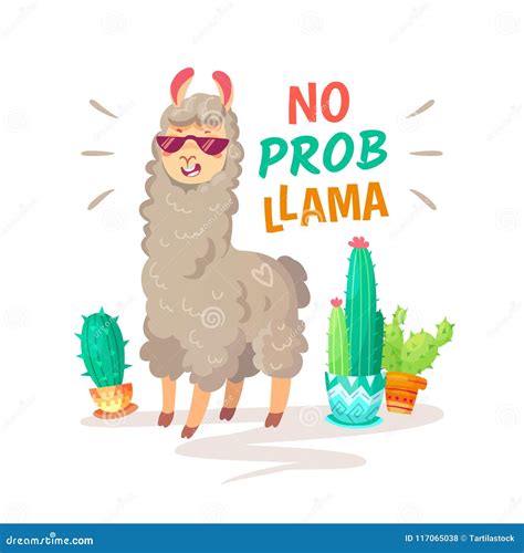 Llama Funny Happy Face Cartoon Isolated On White Vector Illustration