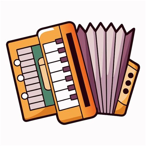 실루 아코디언 음악 악기 터 로고 프리미엄 벡터