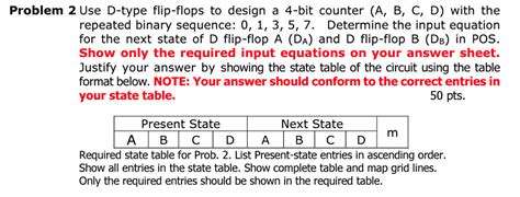solved problem 2 use d type flip flops to design a 4 bit counter a