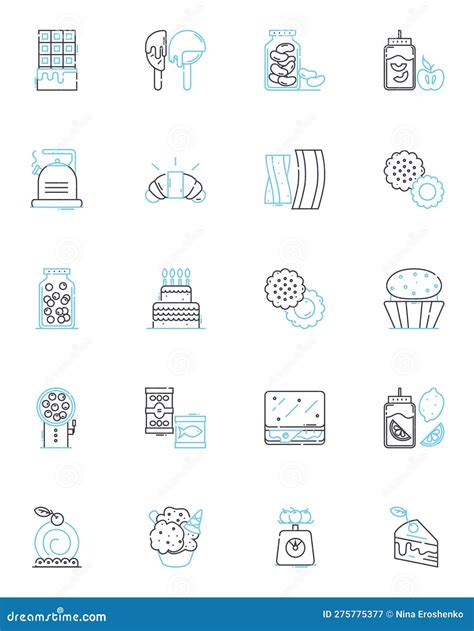 Candy Store Linear Icons Set Sweet Confectiry Sugar Treat Snacks