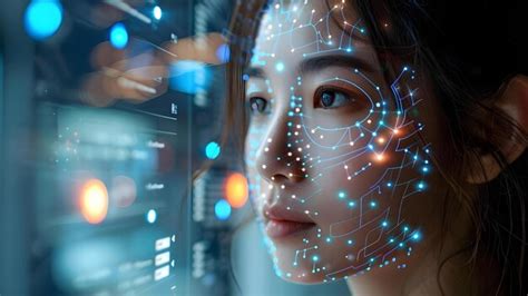 premium photo facial recognition process displayed on screen with