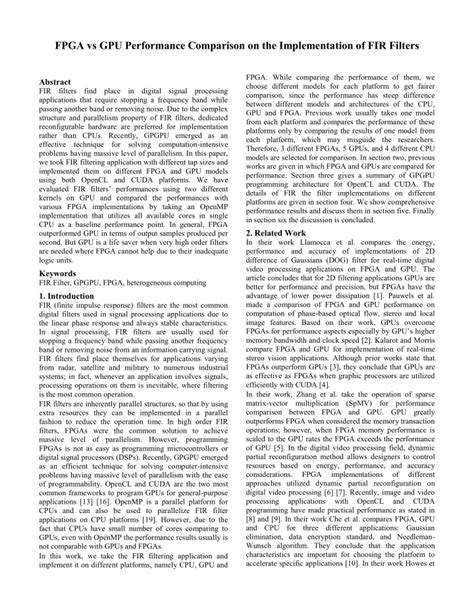 PDF FPGA Vs GPU Performance Comparison On The Implementation Of FIR
