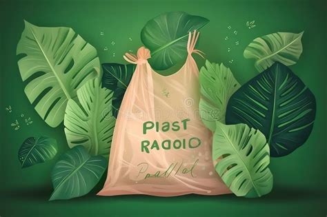 Plastic Free Ecological Poster Say No To Plastic And Polyethylene Bags