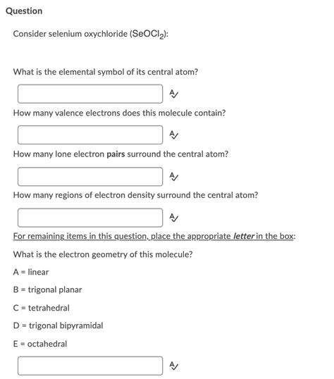 Solved Question Consider Selenium Oxychloride Seocl2 What