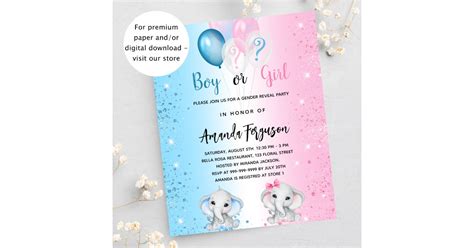 Gender Reveal Party Blue Pink Budget Invitation Zazzle