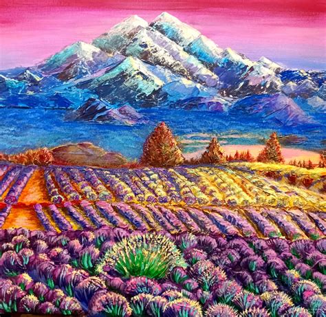 Картина «Лавандовое поле Холст Акрил 2022 г