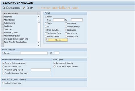 Pa71 Sap Tcode Fast Entry Of Time Data