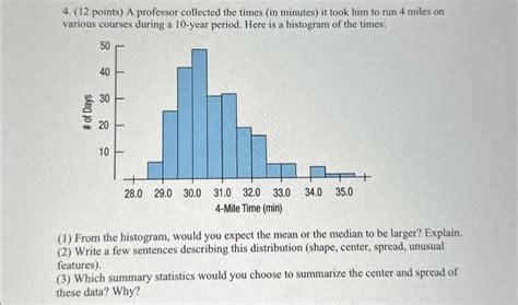 solved 4 12 points a professor collected the times in
