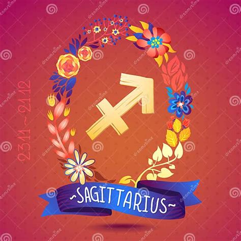Sagitario De La Muestra Del Zodiaco En Una Guirnalda Floral Dulce