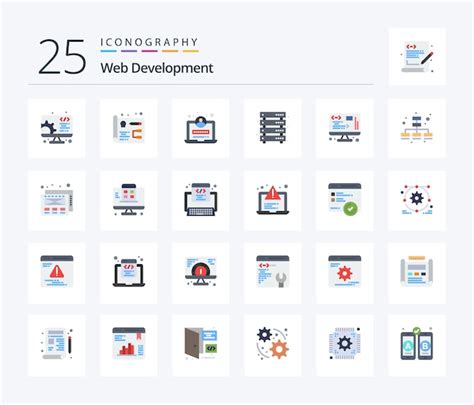 Premium Vector Web Development 25 Flat Color Icon Pack Including Management Data Web Web Server