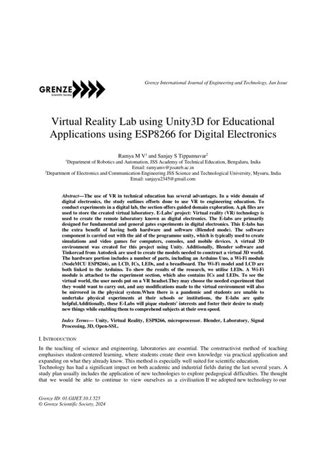 Pdf Virtual Reality Lab Using Unity3d For Educational Applications Using Esp8266 For Digital